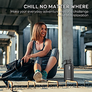 Straw Lid for 32oz, 40oz, 64oz, 87oz, 128oz Water Bottle, Insulated Flip Top Cap of 2.22” Diameter Bottles, BPA-Free Water Flask Accessories with 2 Straws and 1 Brush