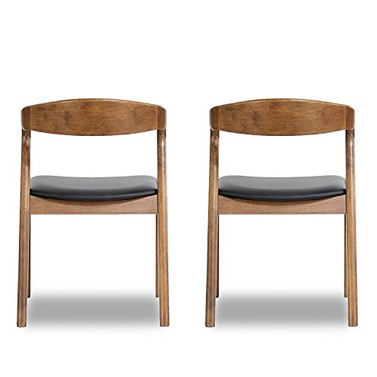 Allora Mid Century Faux Leather Leather Dining Chair in Black (Set of 2)