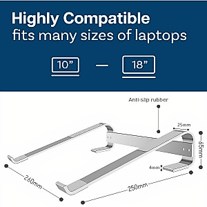 MMOBIEL Laptop Stand - Laptop Riser 10 to 18 inches - Ventilated Laptop Holder Universal - Laptop Stand for Desk Compatible with MacBook, Notebook, ASUS and More - Incl. Tools - Aluminum