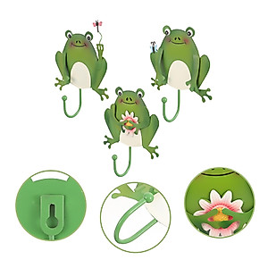 GOOHOCHY 3pcs Frog Hook Wall Decoration Wall Mounted Hooks Towel Hooks Decorative Hook Key Hanger Cute Wall Hook Frog Shaped Hanger Key Hook Iron Wall-Mounted Coat Hanger Hooks