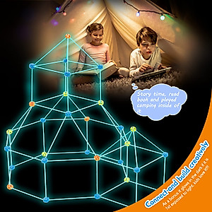 Kids Fort Building Kit,110 Pieces DIY Creative Fort Toy for 6 7 8 9 10 11 12 Years Old Boy & Girls, Construction STEM Building Toys Castles Tunnels Play Tent Rocket Tower for Indoor & Outdoor