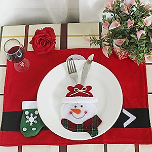 Weimay 1Pcs Christmas Dinner Table Decorations Tableware Holder Christmas Socks Decorations Mini Christmas Stockings Knife Spoon Fork Bag for Xmas Party Dinner Table Decoration