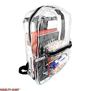 Transparent Security Clear Backpack Sports Events Bag w/ Black Trim