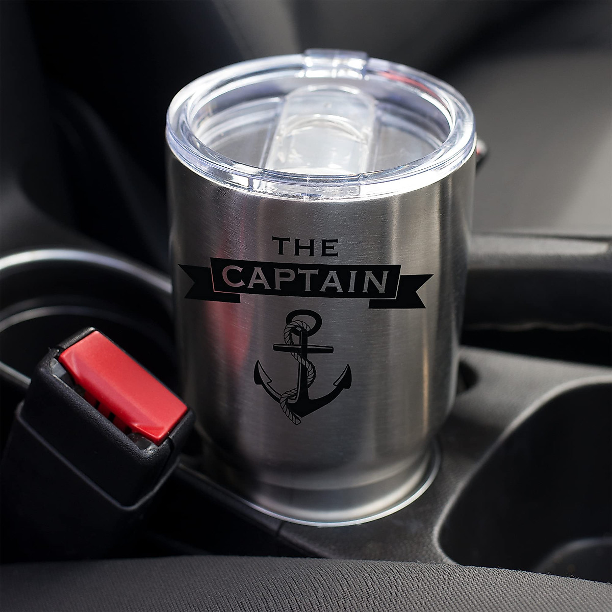 Elanze Designs The Captain Black Anchor 30 ounce Stainless Steel Travel Tumbler Mug