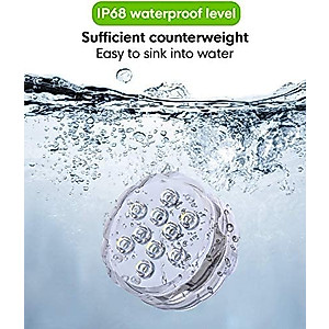 Alilimall Submersible LED Lights, 3.3'' Pool Lights Underwater Waterproof Pond Lights, AA Battery Puck Lights with Remote Magnet Suction Cup for Hot Tub Bathtub Shower Spa Vase Base Christmas Party