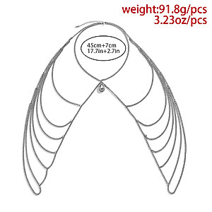 Missgrace Bride Women Rhinestones Shiny Statement Body Chain Jewelry Shawl Silver Dainty Body Jewelry Layered Shoulder Chain Wedding Party Nightclub Body Accessories Jewelry for Women Bride