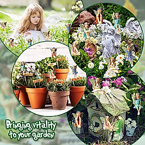 Yulejo 18 Pieces Garden Miniatures Fairies Mini Garden Figurine Fairies Decor Outdoor Resin Miniature Garden Accessories House Tree Mini Fairies Figure Fairy Garden Accessories for Home Decoration