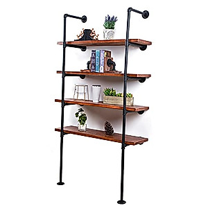 LINKPIPES Industrial Pipe Shelving, Shelf Brackets DIY Open Book Shelf for Office Room Kitchen Wall Shelves(2Pcs 5Tier,71.84" Tall,11" deep,Hardware Only)
