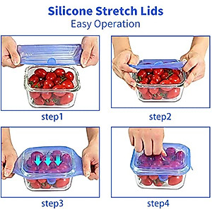 Firsting Silicone Stretch Lids, 18 Pack Reusable Silicone Lids, Silicone Bowl Covers, 6 Sizes Apply to Food Container, for Freezer & Microwave