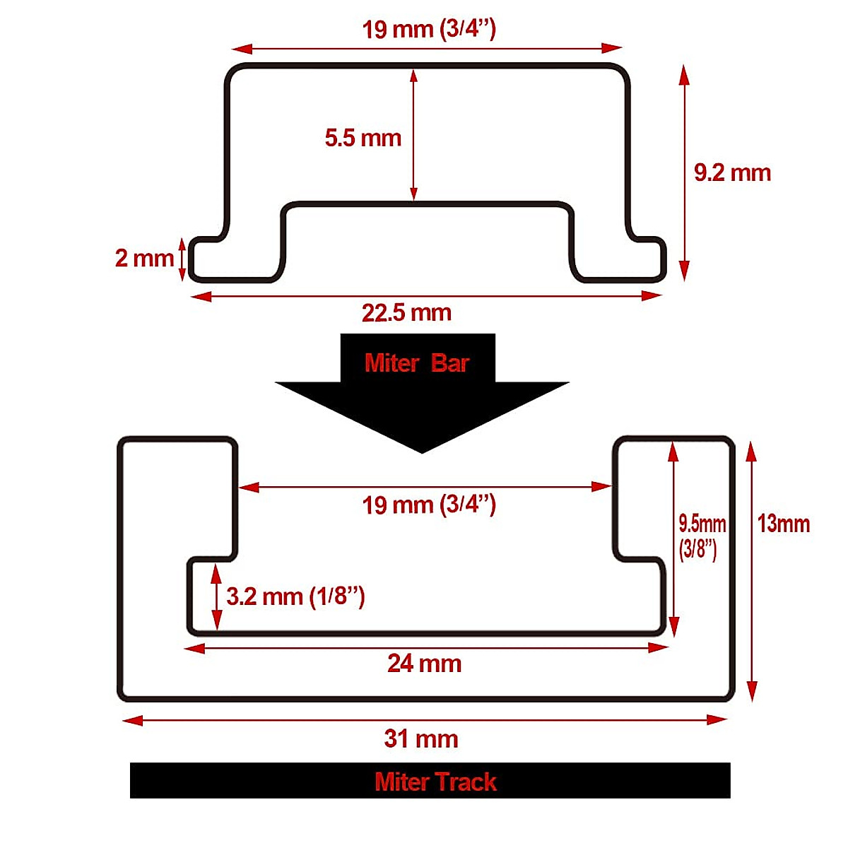 O'SKOOL Replacement Miter Gauge fits DeWalt table saws DWE 7490X Type 1 and Type 2, 7491RS Type 1 and Type 2, 7499GD Type 1and Type 2