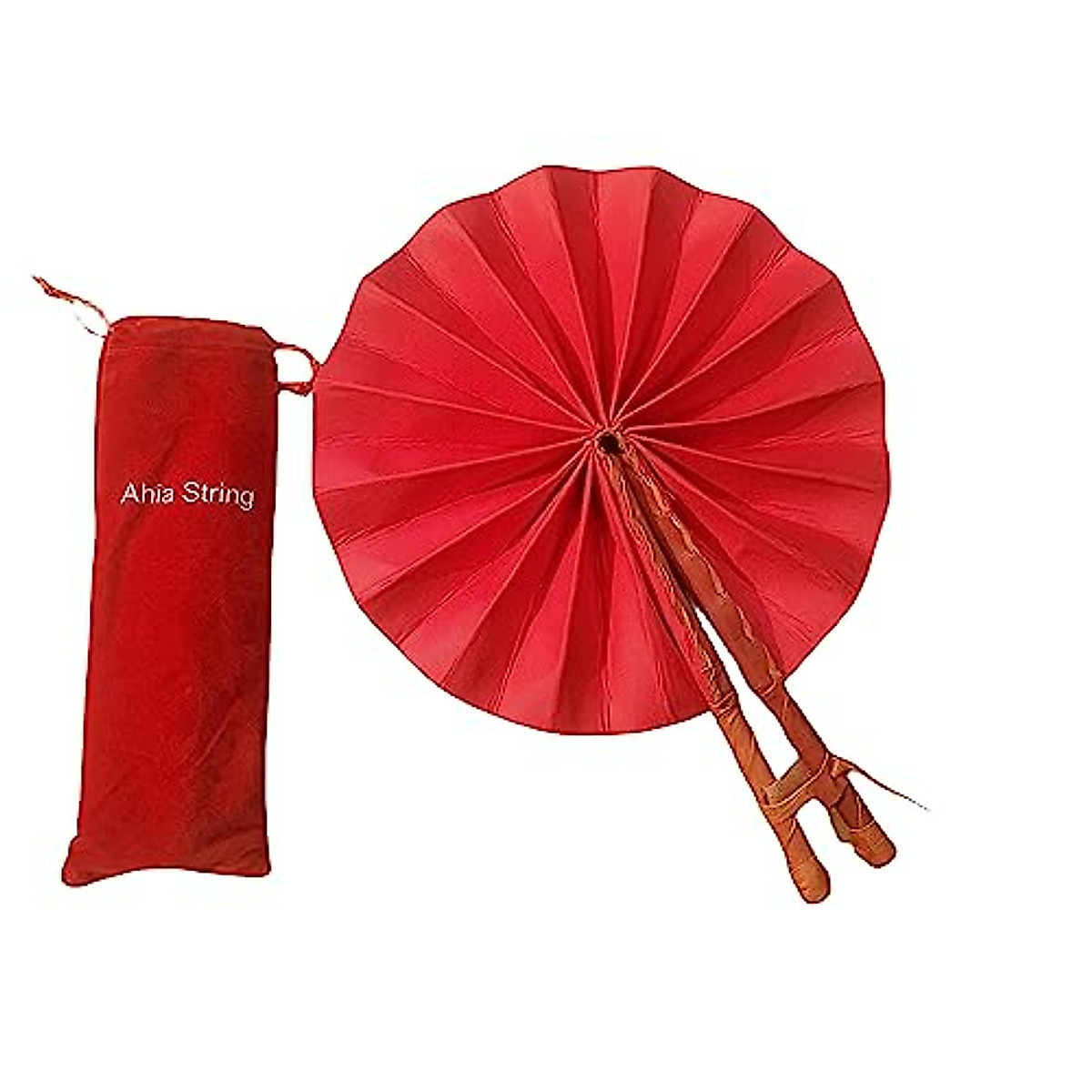 African Fabric Folding Fan/Church fan/Ankara fan/Leather folding fan/Wedding fan/Sport fan/Red African fan/Pouch Included!