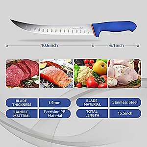 DRAGON RIOT Premium Butcher Breaking Knife, 10 Inch Curved Cimeter Knife-Meat Trimming Butcher Knife Turkey Carving German Stainless Steel with Fibre Handle