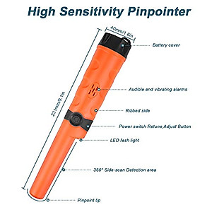 Kuman Pin pointer Water Resistant Metal Detectors with Holster Treasure Hunting Unearthing Tool Accessories Buzzer Vibration Automatic Tuning KW30