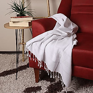 Puskul - Bulk Bachelorette Party Towels Pack of 10-100% Cotton Turkish Beach Towels for Bridesmaid Gift - Pre Washed, Soft, Lightweight, Oversized Peshtemal Wrap (White)