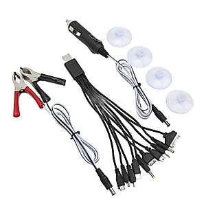 Portable Solar Panel Kit - 200W 12V Monocrystalline Solar Panel Kit, IP65 Waterproof Solar Battery with Battery Clip, Cigarette Lighter Wire, 10 in 1 USB Harness