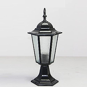 Retro Post Light Aluminum Garden Pillar Lamp Outdoor Lighting Column Lamp Waterproof IP65 Street Light Glass Lantern Gate Stigma Light Courtyard Landscape Light Fence Lawn Porch Deck Garage