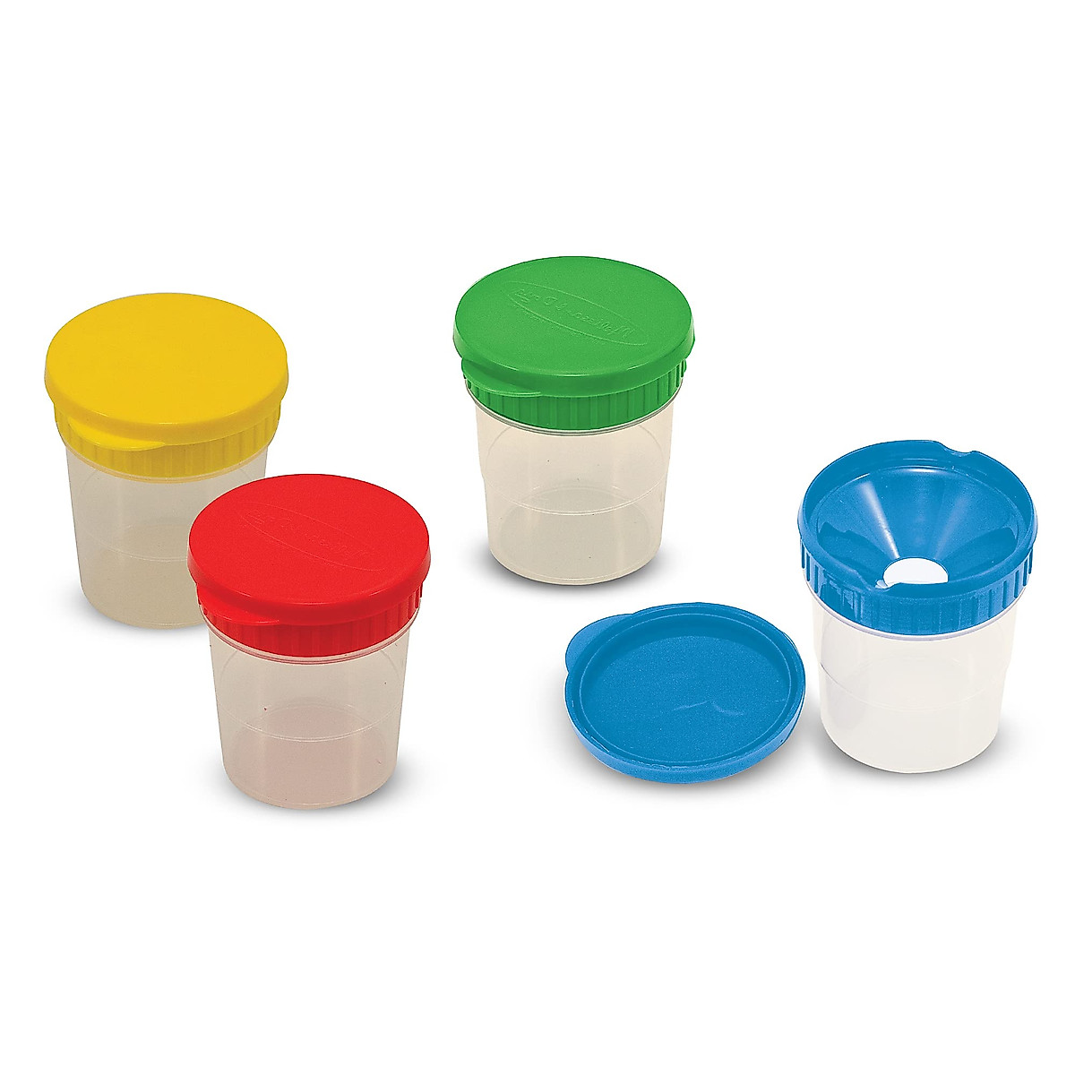 Melissa & Doug Spill-Proof Paint Cups - 4-Pack, Airtight Seal, Snap Lids - Kid-Safe Reusable No-Spill Paint Cups Storage Containers
