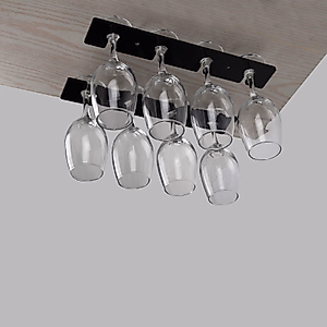 WANLIAN Wine Glass Frame Wall -Mounted Wine Glass Storage Shelf Cabinet Cabinet Cabinet Wine Glass Wine Glass Reserve Hanger Kitchen bar Restaurant Screwdriver Installation (Black 2 Set)