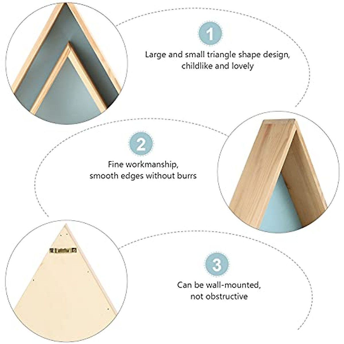 VOSAREA 2Pcs Wood Triangle Floating Shelf Wall Mount Geometric Wooden Box Hanging Shadow Boxes Display Rack Wall Decor for Bedroom Nursery Living Room