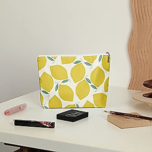 Tote Bag Makeup Bag Lemon Lemon Party Decorations Lemon Print Lemon Gifts Birthday Gift Ideas for Women Girls Best Friend Fruit Lovers Waterproof Tote Bag with Zipper Cosmetic Bag Set of 2