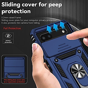 for Pixel 6a Case,Google Pixel 6a Phone Case,with Screen Protectors and Camera Cover,[Military Grade] 16ft.Drop Tested Cover with Magnetic Kickstand Protective Case for Google Pixel 6a, Blue
