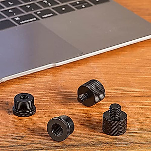 Hotop 4 Pieces Mic Stand Adapter 5/8 Female to 3/8 Male & 3/8 Female to 5/8 Male 5/8 Female to 1/4 Male & 1/4 Female to 5/8 Male Combo Pack Microphone Stand Adapter to Camera Tripod Adapter