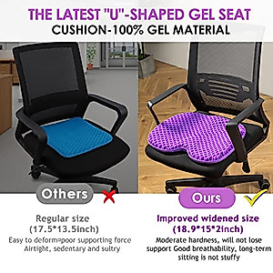 Enhanced Full Gel Seat Cushion for Sitting - Hip, Coccyx, Sciatica, Pressure Sores Tailbone Pain Relief Pad, Seat Cushion for Car, Wheelchair, Desk, Stadium - Egg Sitter Cushion for Pressure Relief