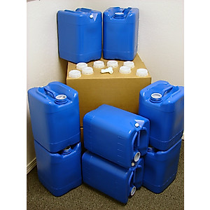 5 Gallon Samson Stackers, Blue, 8 Pack (40 Gallons), Emergency Water Storage Kit - New! - Boxed! Includes 1 Spigot and Cap Wrench