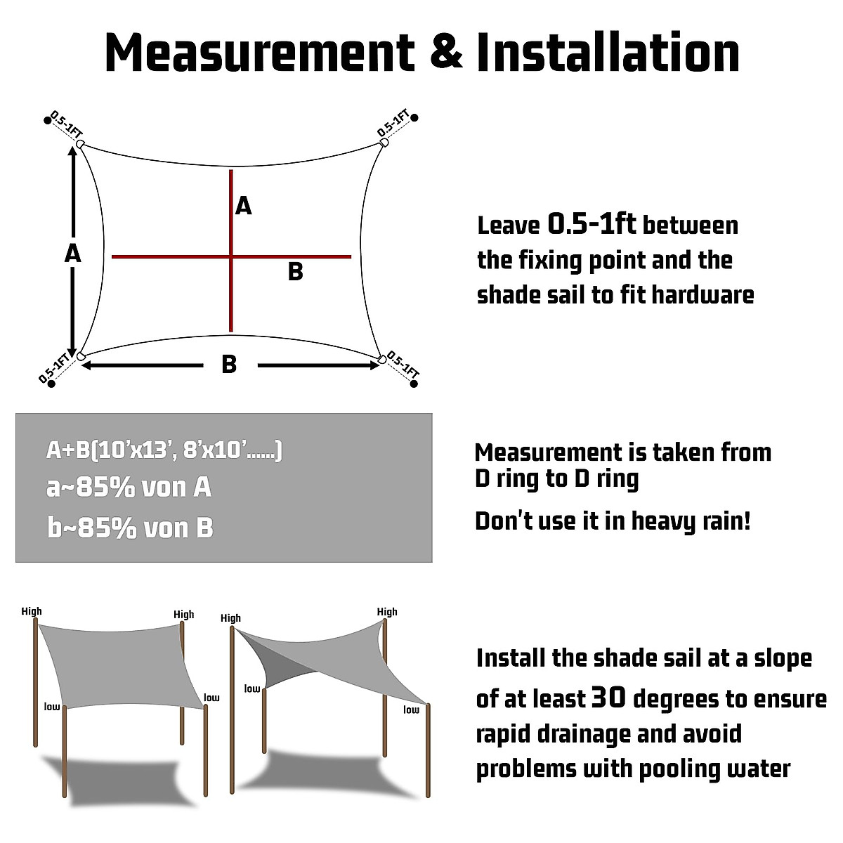 LOVE STORY Waterproof 6'5''x10' Triangle Sand Sun Shade Sail Cannoy UV Resistant for Outdoor Patio Garden Backyard