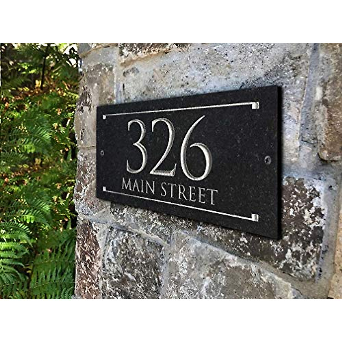 Stone Address Plaque With Engraved Numbers. Address Sign Made from solid, real stone.