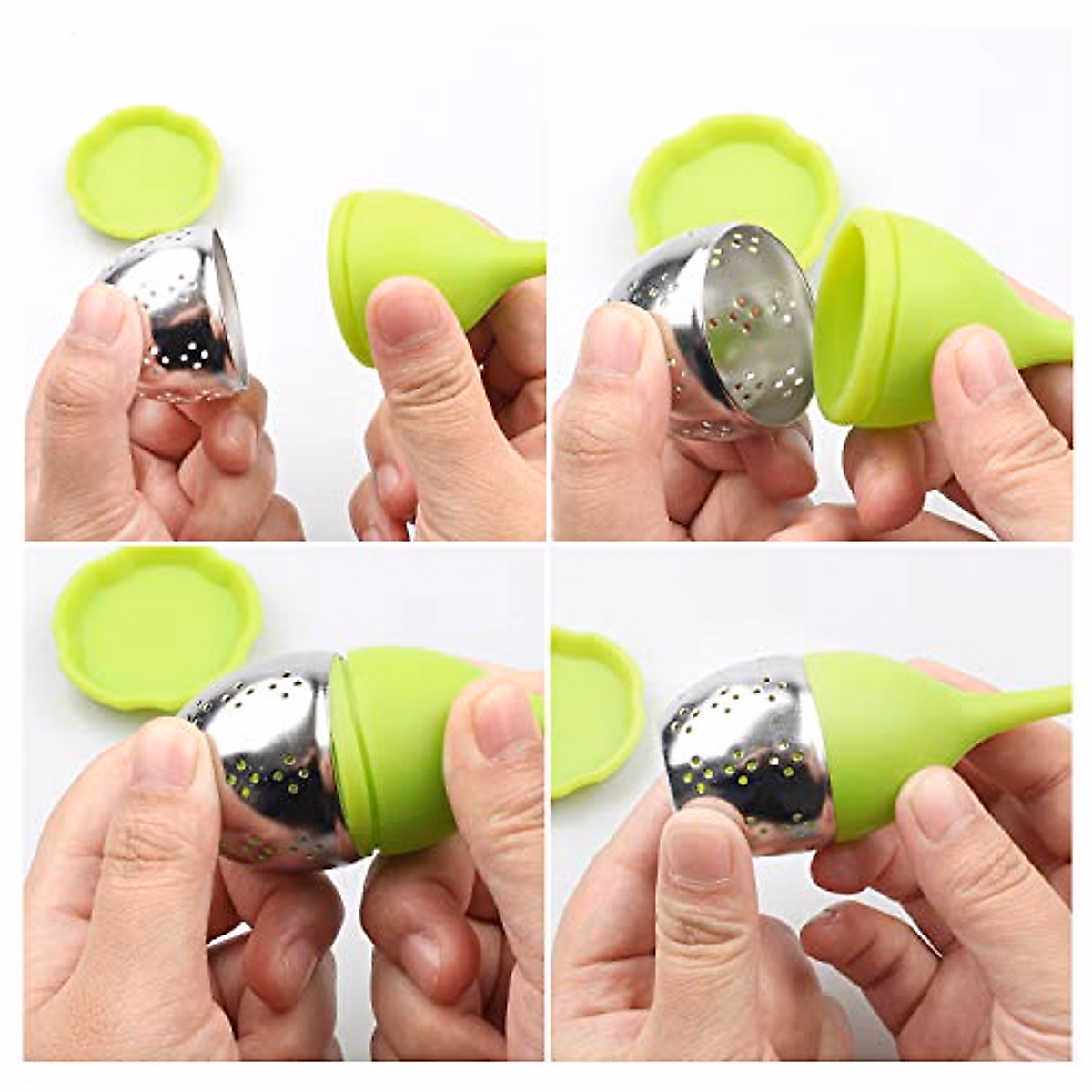 ANYI16 Tea Infuser Filter 2 Pack Stainless Steel Tea Ball - Loose Tea Steeper Mesh Tea Cup Filter with Flower shaped Silicone Handle for Loose Leaf or Herbal Tea