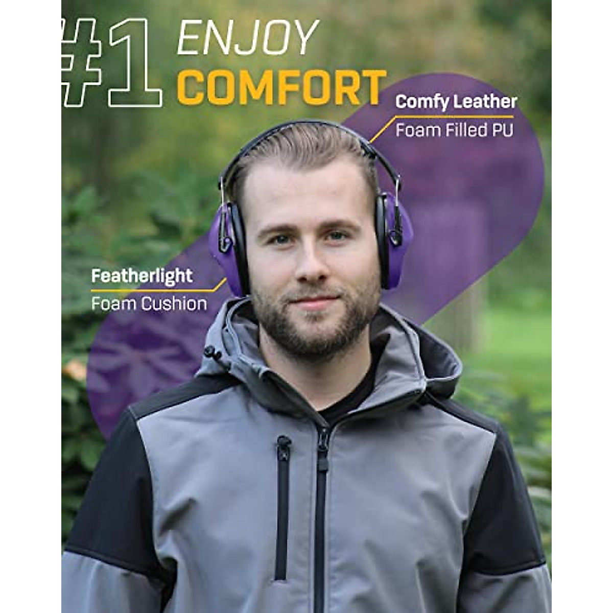 Vanderfields Hearing Protection Headphones 20dB Noise Reduction, Noise Cancelling Ear Muffs for Adults-Passive Ear Protection for Shooting Range, Fireworks, Construction, Lawn Mowing Safety Ear Muffs