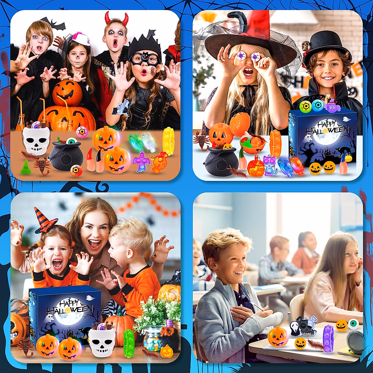 400pcs Halloween Party Favors for Kids, Halloween Toys Bulk, Classroom Prizes, Goodie Bag Stuffers,Halloween Stuffers,Treasure Box Toys,Carnival Prizes, Halloween Treats,School Classroom Reward
