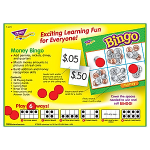 Trend Enterprises: Money Bingo Game, Exciting Way for Everyone to Learn, Play 6 Different Ways, Great for Classrooms and at Home, 3 to 36 Players, for Ages 5 and Up