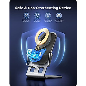 Wireless Charger, 15W Fast Wireless Charging, Ultra-Thin Aluminum Alloy Cell Phone Stand, Compatible with iPhone 14/13/12/11/X/8 Series, Samsung, Motorola, Huawei, OnePlus, Pixel, Qi Certified Device