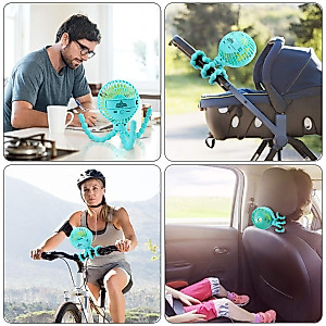 OPOLEMIN Fan for Stroller, Portable Car Fan Baby with Flexible Tripod, Baby Fan Car Seat, USB or Battery Powered Fan Carseat Baby, Portable Stroller Fan Clip On for Baby, Fan for Peloton Bike
