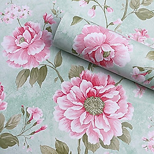 Self Adhesive Vintage Flower Shelf Liner Wall Paper Removable Floral Wallpaper for Cabinets Shelves Dresser Drawer Furniture Wall Sticker Arts and Crafts Decal (17.7x78.7 Inches)