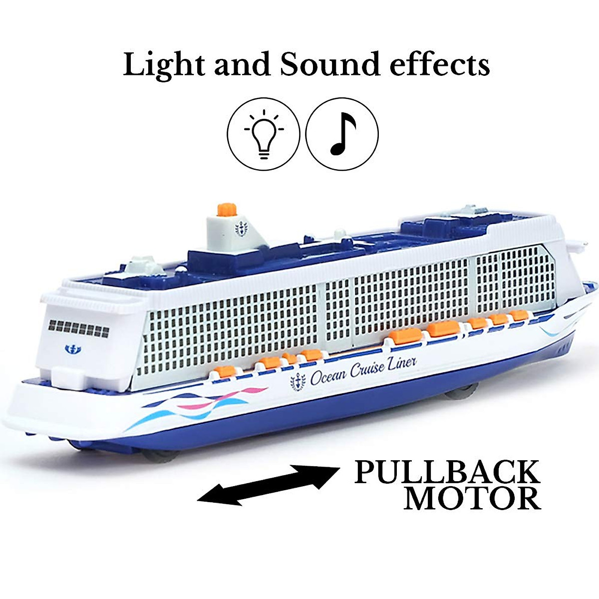 Ocean Cruise Liner Model Diecast Metal Toy Ship with Sound Light Effects 20 cm 8 in