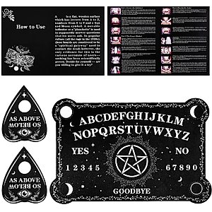 Pendulum Dowsing Divination Board Set Black Wooden Talking Board with Planchette Accessories for Teens Adults Birthday Party and Family Gatherings Games Supplies (Pentagram Style)