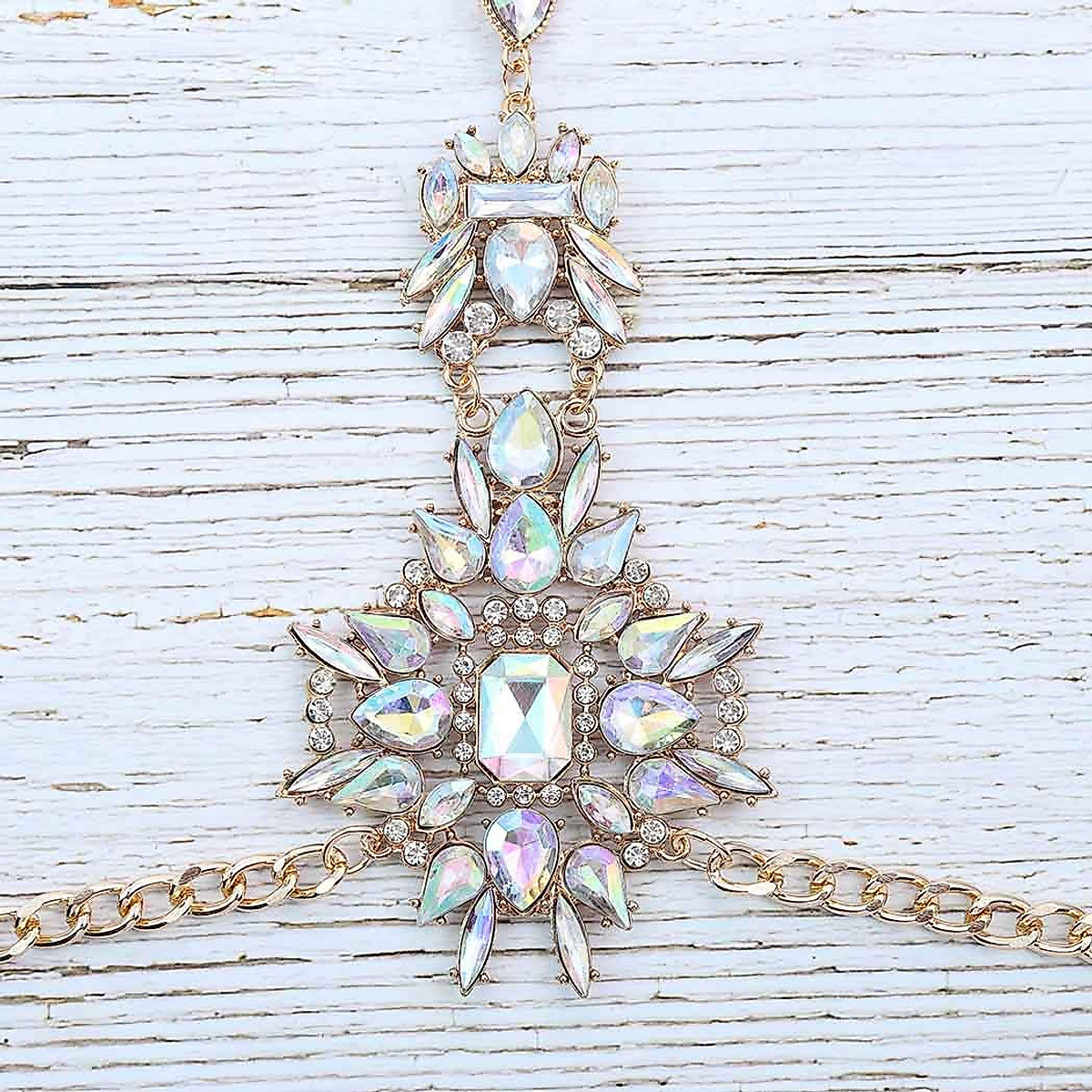 Zoestar Gorgeous Crystal Body Chains Sexy Bikini Necklace Waist Chain Jewelry for Women (Colorful)