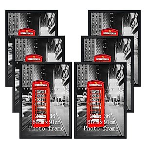 Lavezee 24x36 Black Poster Picture Frames Set, Made to Display 24 by 36 Inch Photo Prints Frame for Wall Decor