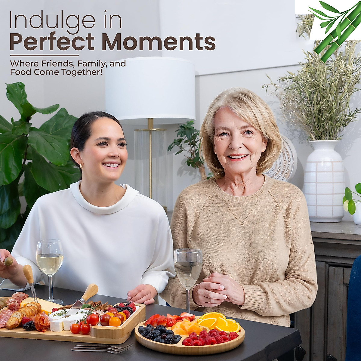 Bambüsi Charcuterie Board Gift Set - Cheese Board & Serving Tray - Large Bamboo Charcuterie Boards - Unique for Women - Housewarming Gifts for New Home, Wedding Gifts for Couples 2024