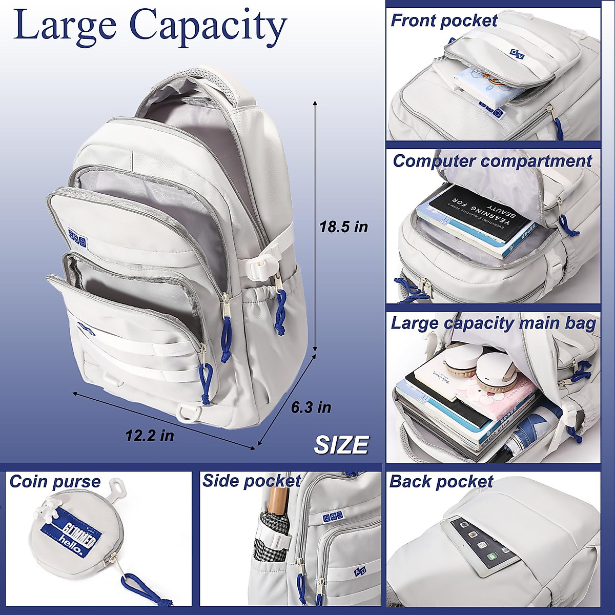 YJMKOI Kids Backpack for Girls Middle-School Elementary Bookbags Aesthetic Backpack for Teen Girls-Boys