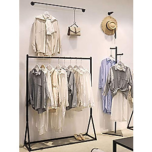 FONECHIN Industrial Pipe Clothing Rack for Clothing Display, Heavy Duty Garment Rack for Bedroom Retail Boutique Use (59" L)