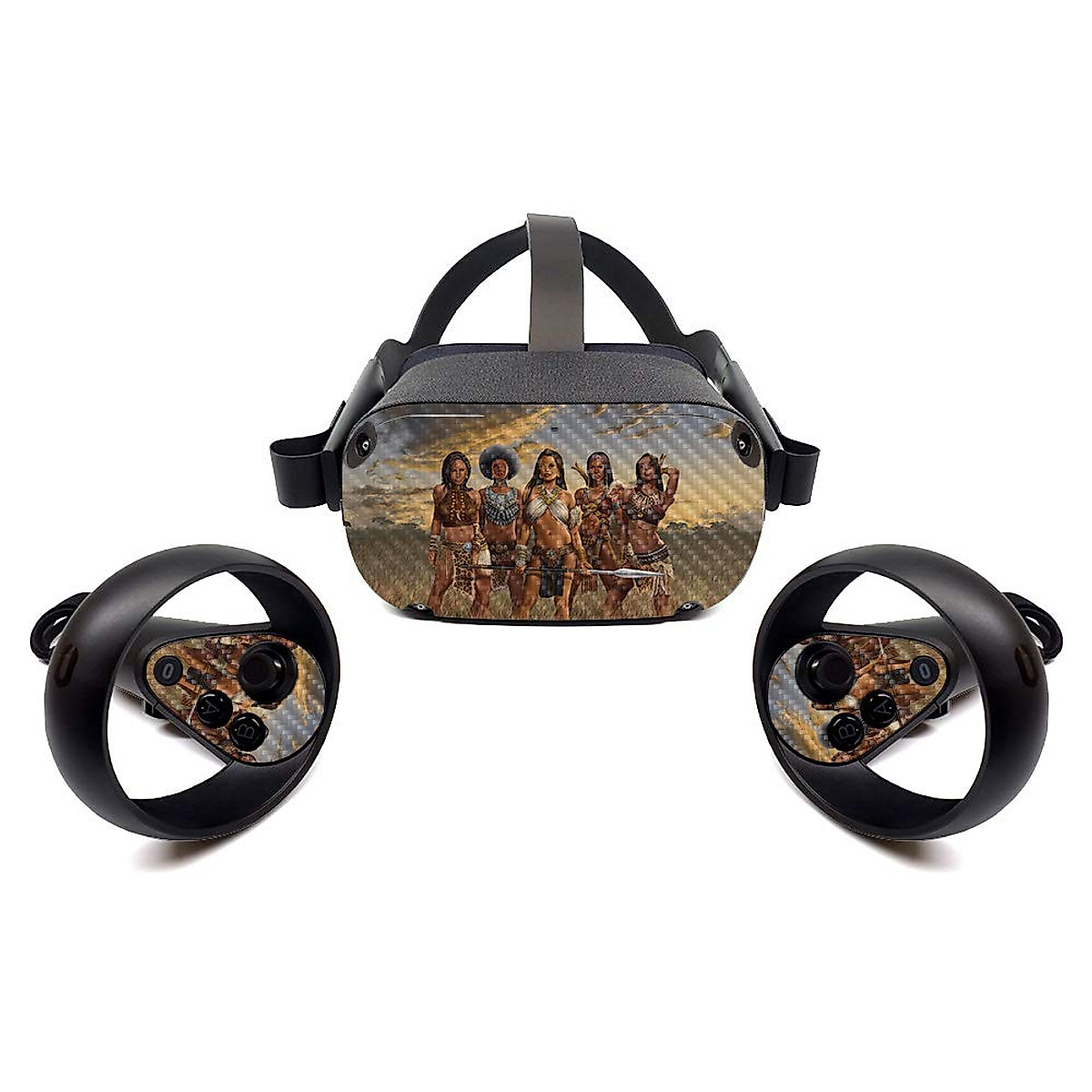 MightySkins Carbon Fiber Skin for Oculus Quest - African Queens | Protective, Durable Textured Carbon Fiber Finish | Easy to Apply, Remove, and Change Styles | Made in The USA (CF-OCQU-African Queens)