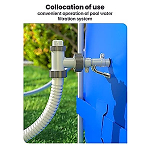 SUMMERBUDDY Type B Hose Adapter & Plunger Valve & Pool Hose Holder for Above Ground Swimming Pool, 1.25" to 1.5" Pool Hose Adapter B & On/Off Plunger Valve for Threaded Pumps (2 Packs)
