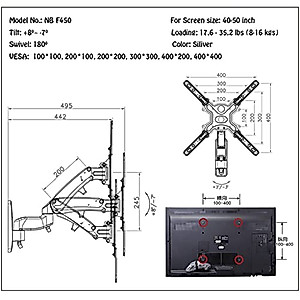 sgzyl Spring Dual Arm 40-50" 8-16kg Full Motion Monitor Wall Bracket LCD Tv Mount Holder Support