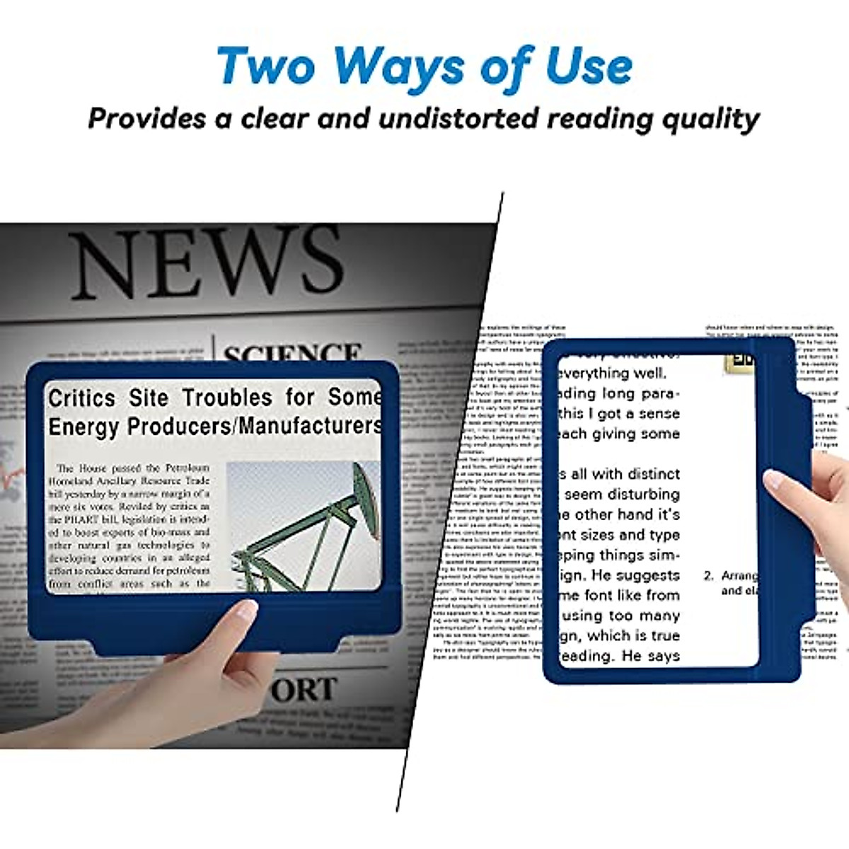 5X Magnifying Glass for Reading, Large and Lightweight Magnifier with 36 Ultra-Bright Dimmer LED Lights Provide Full-Page Viewing Area Evenly Lit Perfect for Low Vision Person and Seniors(Dark Blue)