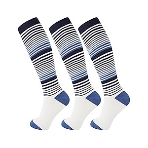 +MD 3 Pairs Compression Socks Moisture Wicking 8-15 mmHg for Women & Men Moisture Wicking Support Stockings for Airplane Flights, Travel, Nurses, Edema 9-11