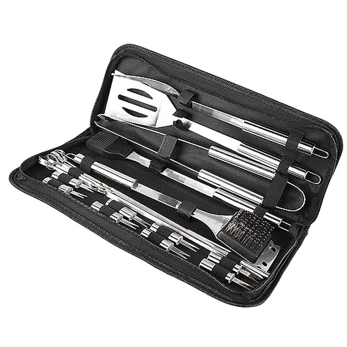 Stainless Steel Handmade Fine Brush Barbecue Grill Set 20 Piece Portable Outdoor Travel Barbecue Tool Set